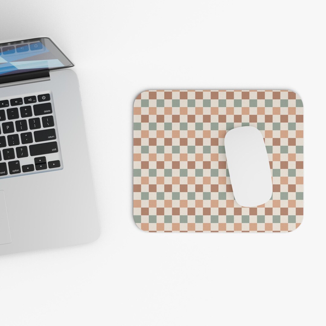 Classic Boho Beige Retro Checkered Mousepad Checkerboard Plaid Mouse ...