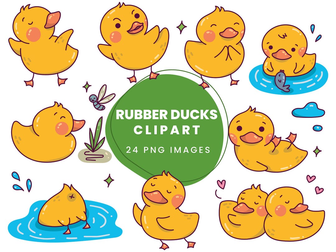 Rubber Ducks Clipart Bundle - Cute Duck Graphics, PNG Clipart, Yellow ...