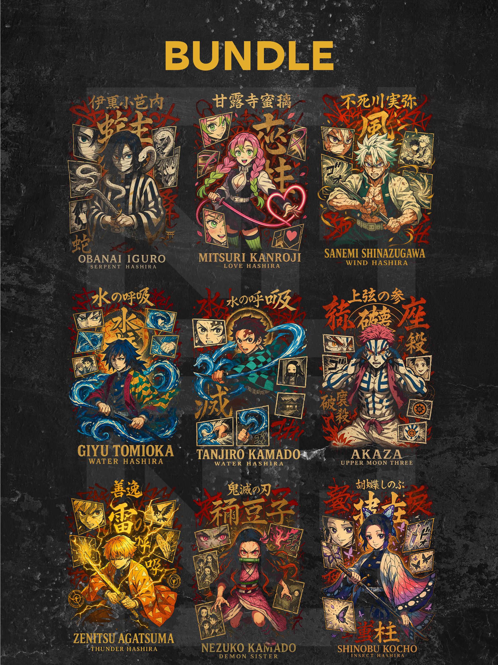 Demon Slayer PNG Bundle – 9 Exclusive Kimetsu No Yaiba Fan Art Designs ...