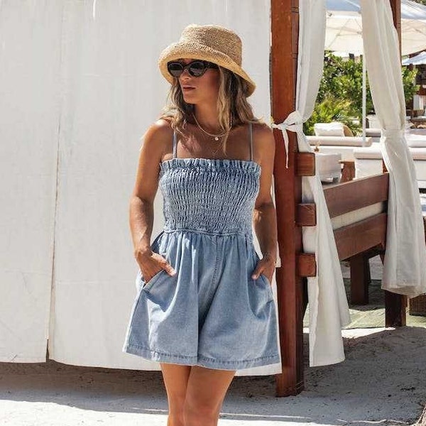Denim Romper - Etsy