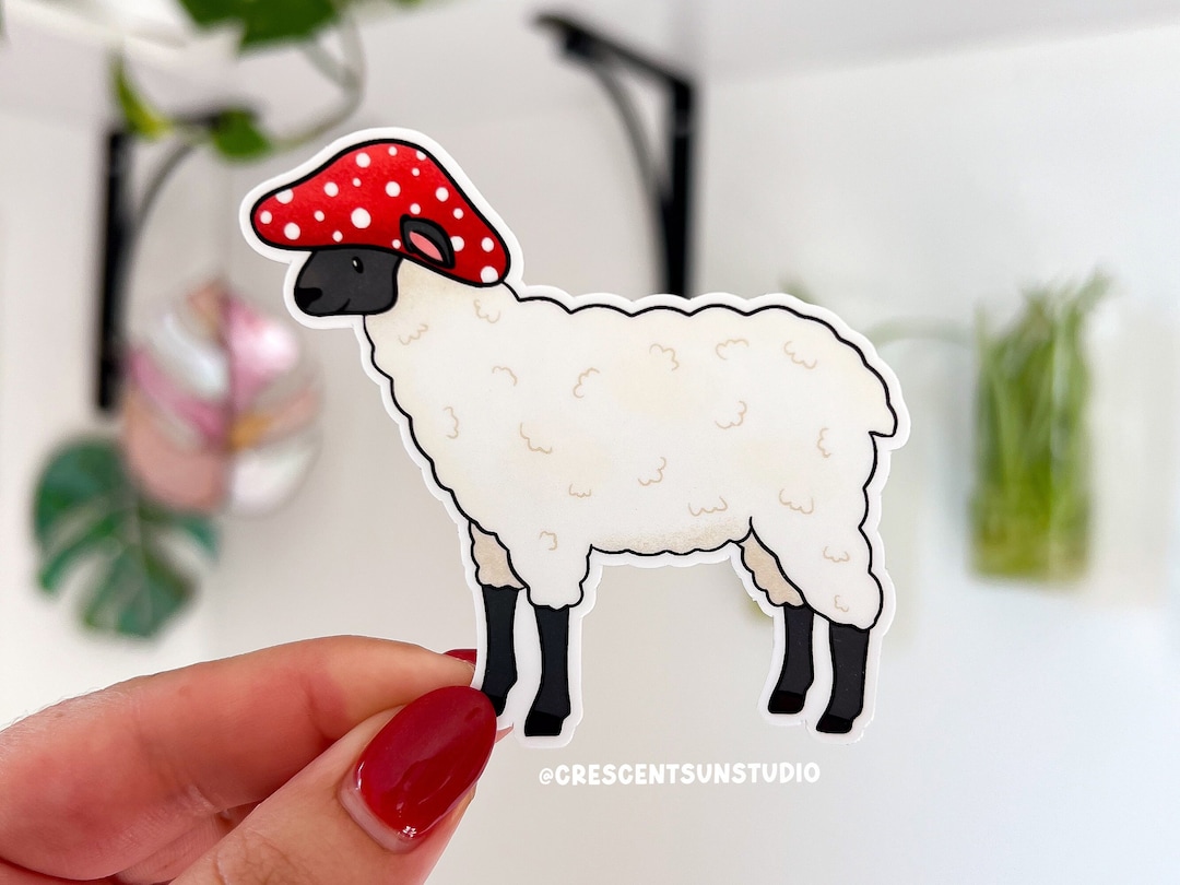 Cute Sheep Sticker, Cottagecore Mushroom Water Bottle Sticker, Kawaii ...