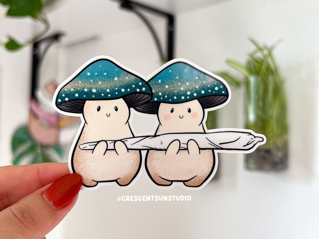 Stoner Mushroom Sticker, Cute Pothead Decal, Best Friend Sticker, Water ...
