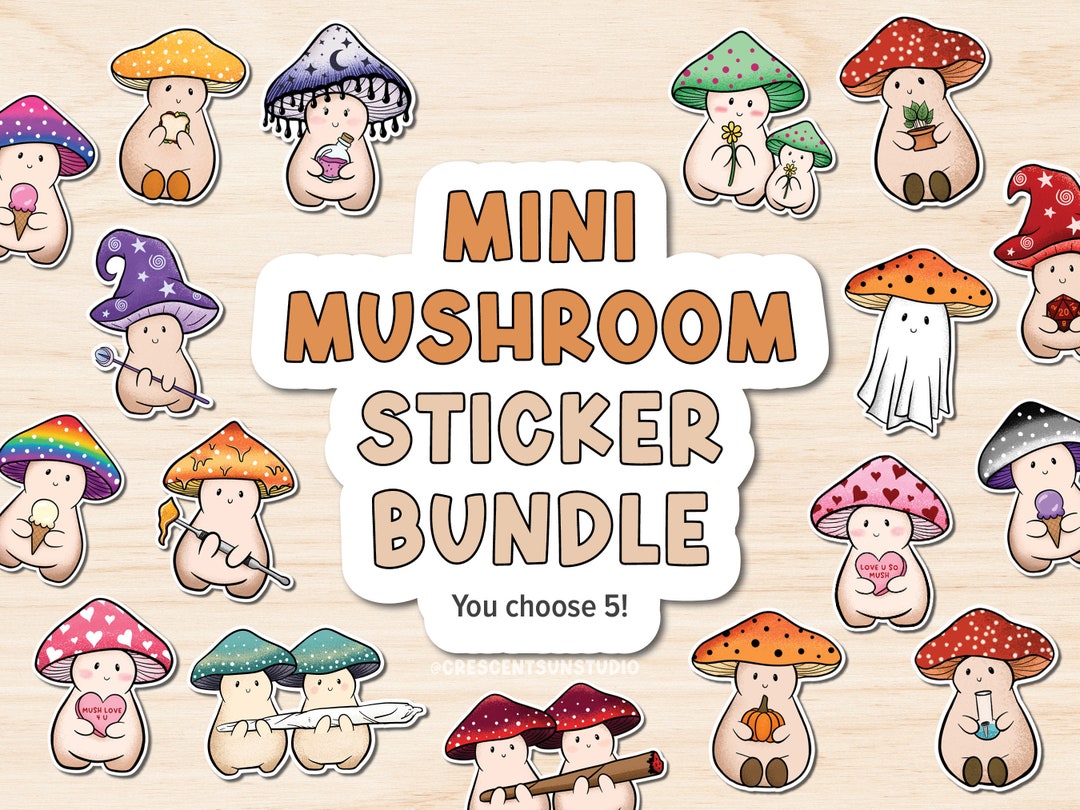 Mini Mushroom Sticker Pack You Pick 5 Bundle Tiny Stickers - Etsy