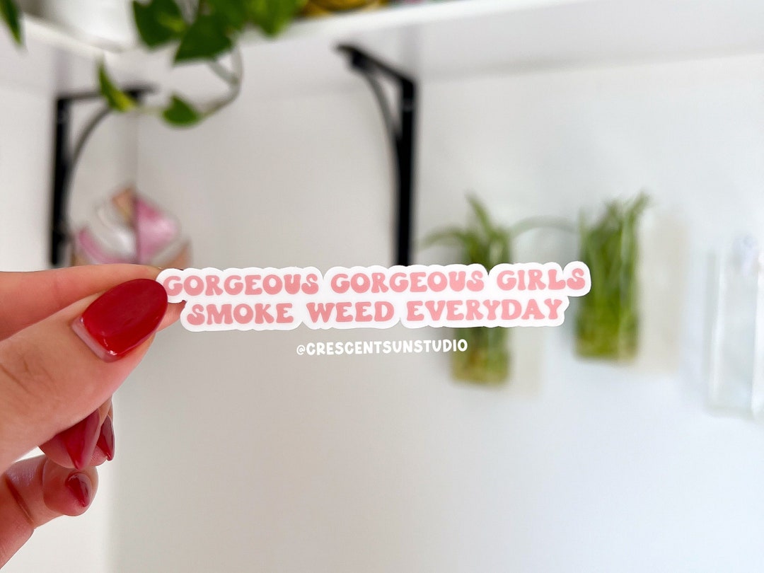 Pink Stoner Girl Sticker, Gorgeous Girls Smoke Weed Every Day, Pothead ...