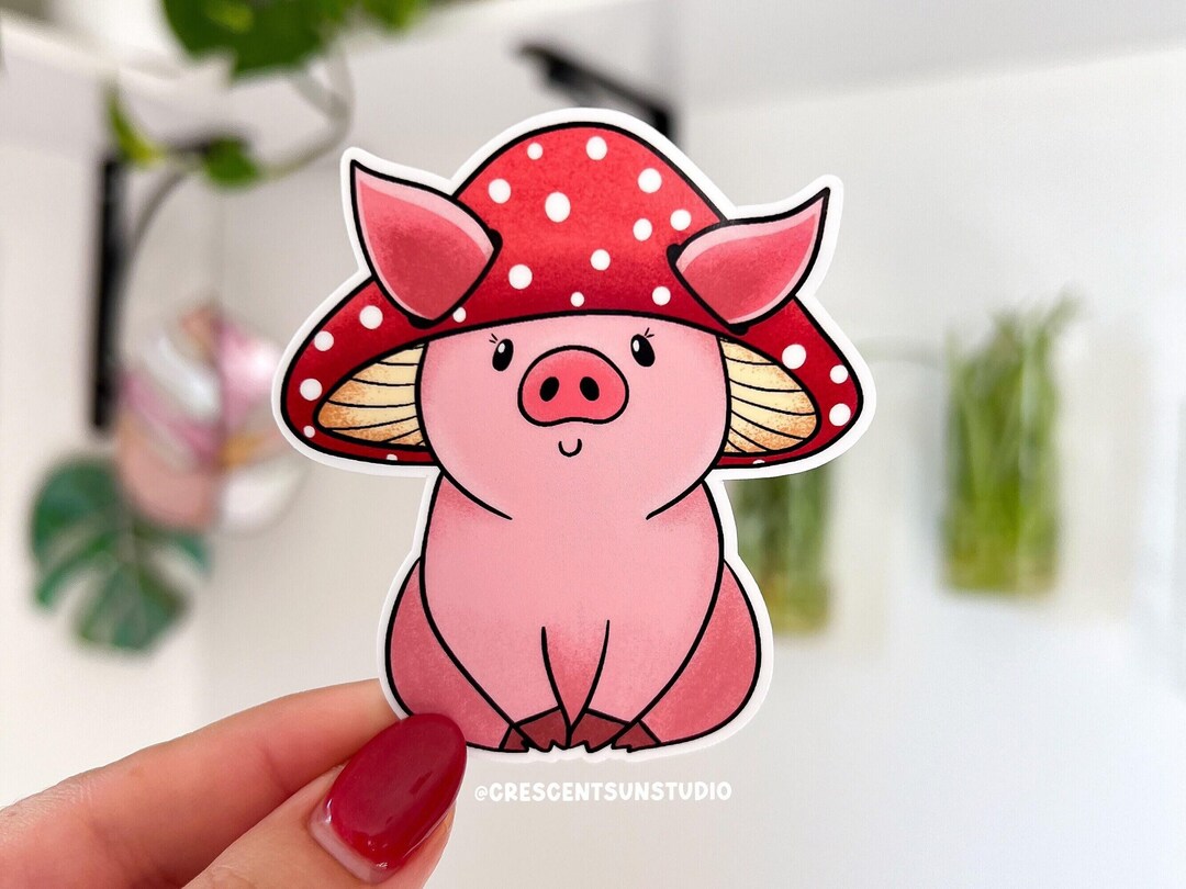 Cute Pig Sticker, Cottagecore Animal Water Bottle Sticker, Kawaii Pig ...