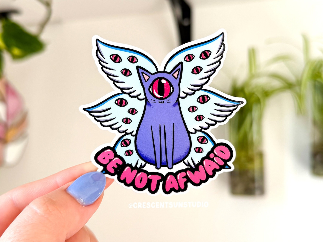 Biblically Accurate Cat Sticker, Be Not Afraid Funny Cat Angel Sticker ...