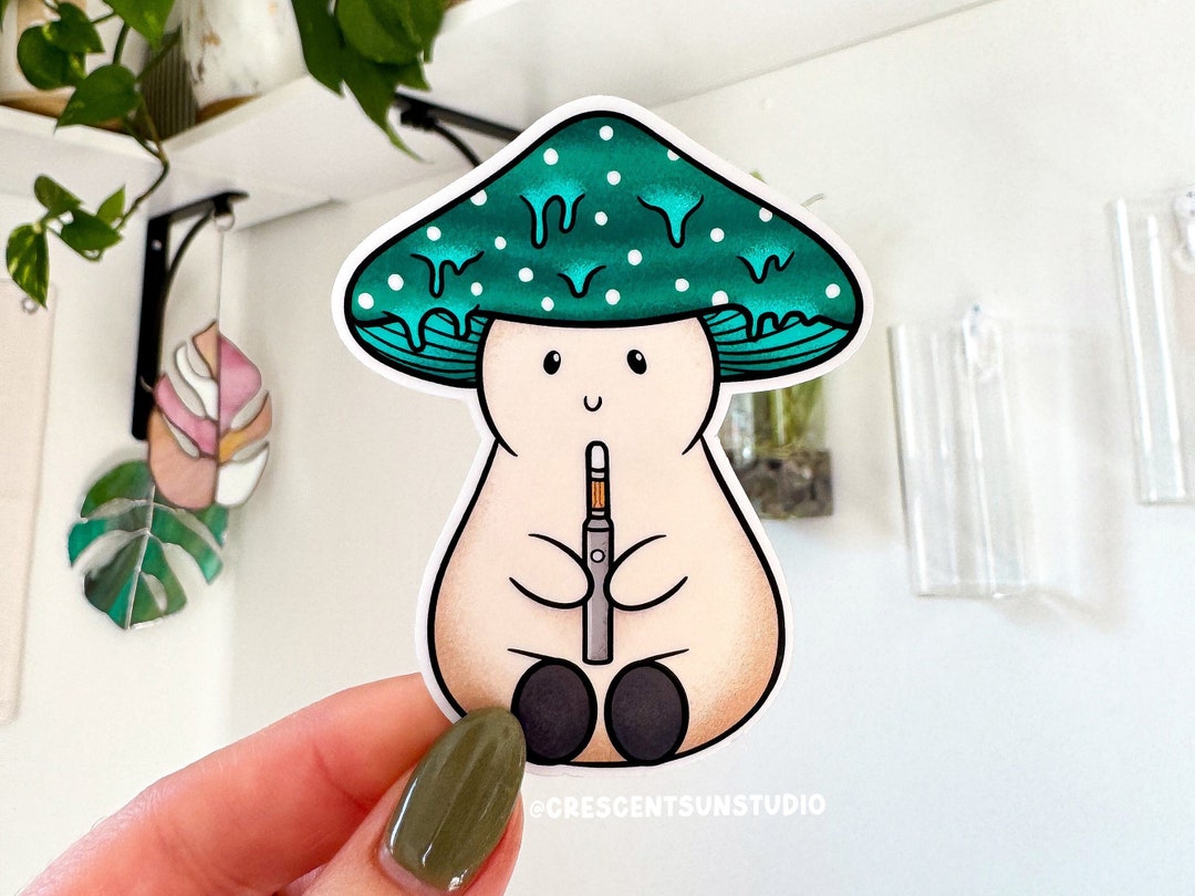 Dab Vape Pen Mushroom Sticker, Stoner Water Bottle Decal 420 Sticker ...