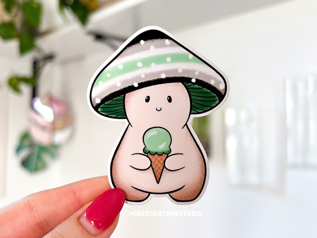 Agender Pride Mushroom Sticker, LGBTQ Subtle Pride Flag Art Decal Cute ...