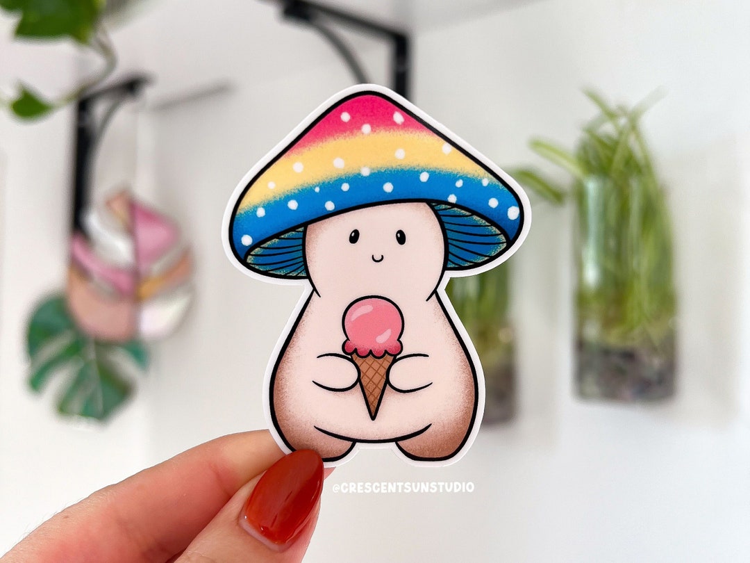 Pansexual Pride Mushroom Sticker, LGBTQ+ Subtle Pride Flag Art Decal ...