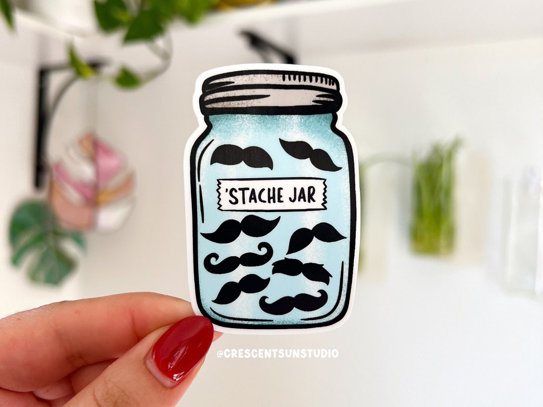 Stache Jar Sticker, Mustache Water Bottle Decal, Stash Jar Sticker ...