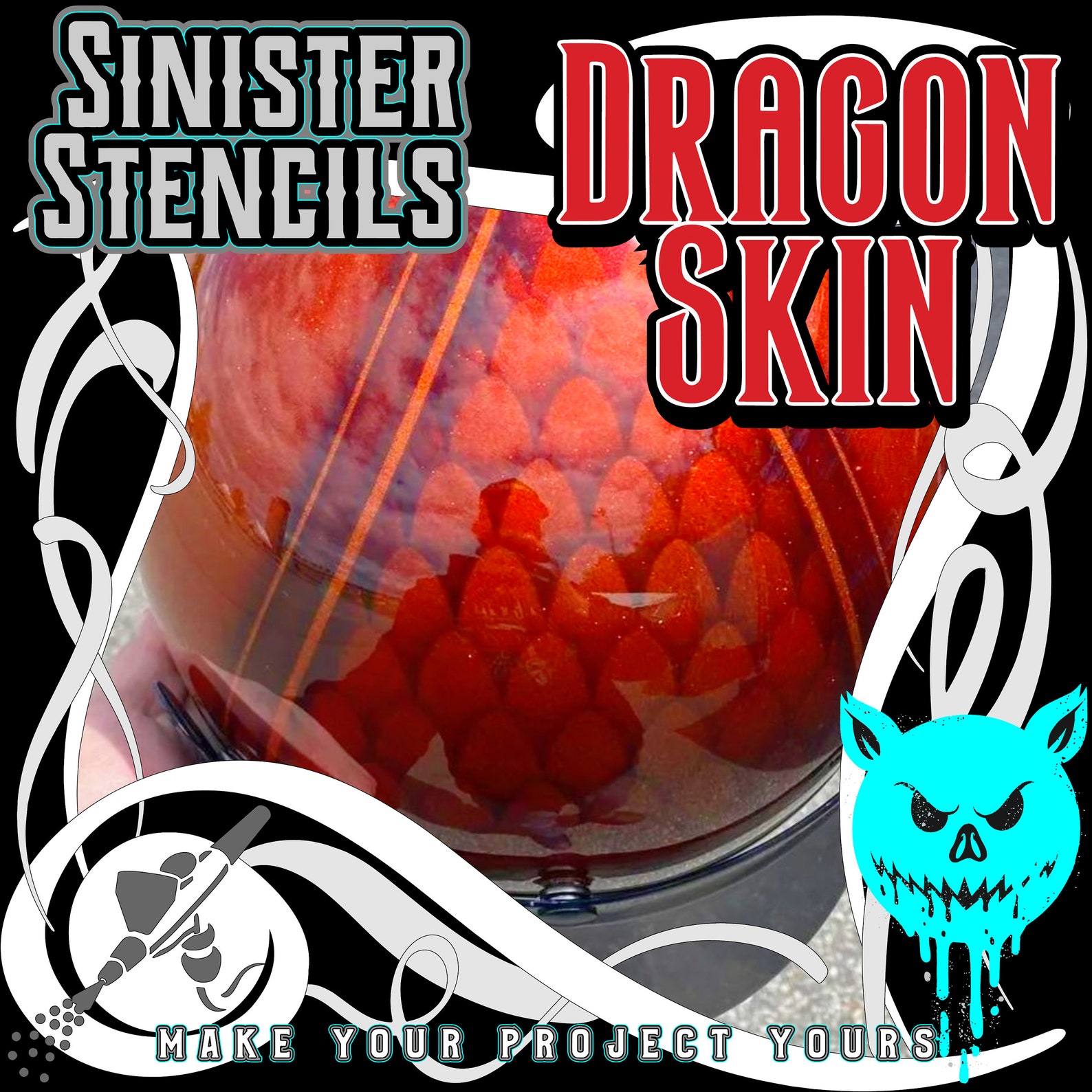 Airbrush Paint Stencil - Dragon Skin Adhesive, Reusable Kit for Custom ...