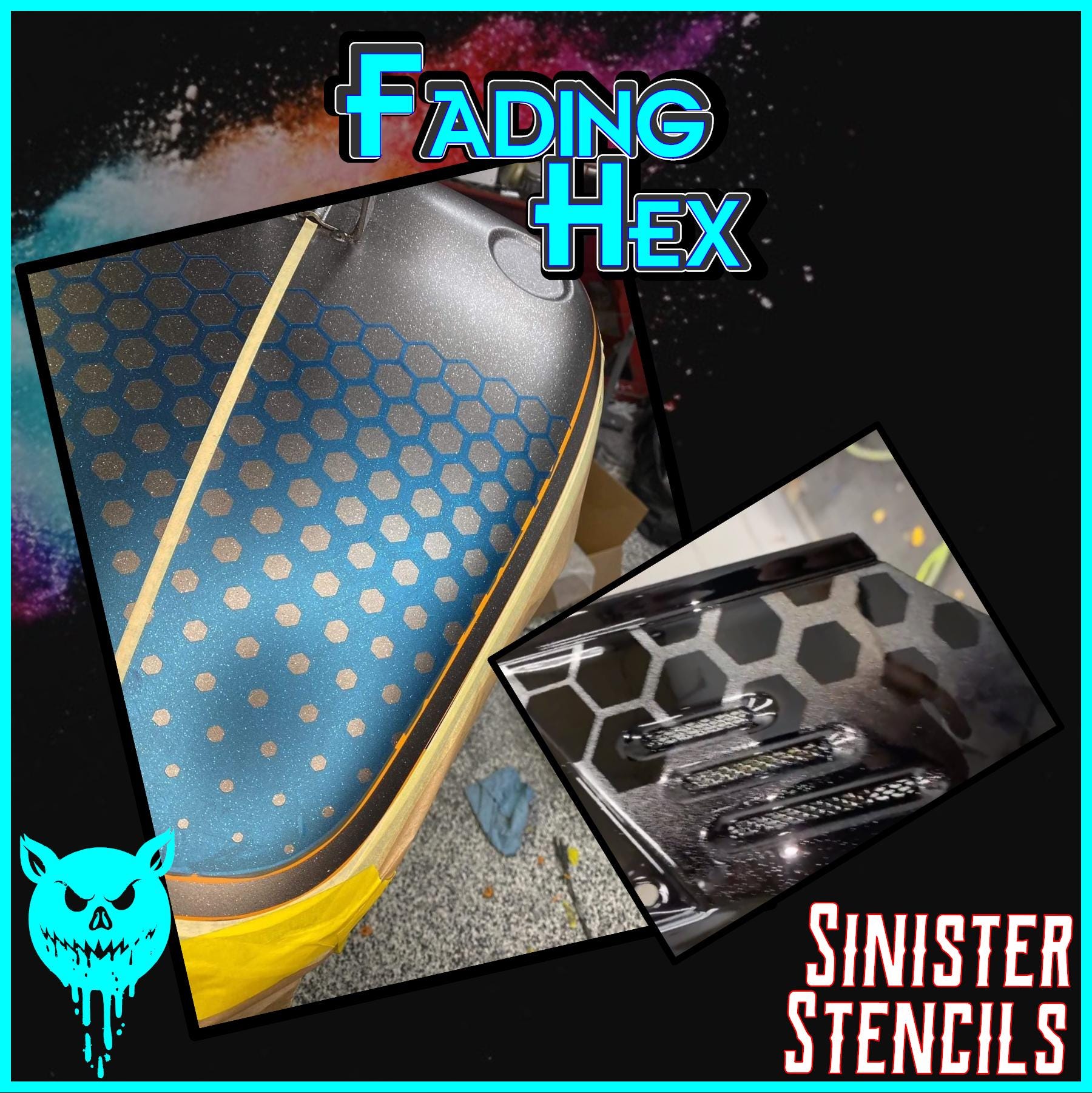Airbrush Paint Stencil - Fading Hex Adhesive, Reusable Kit for Custom ...