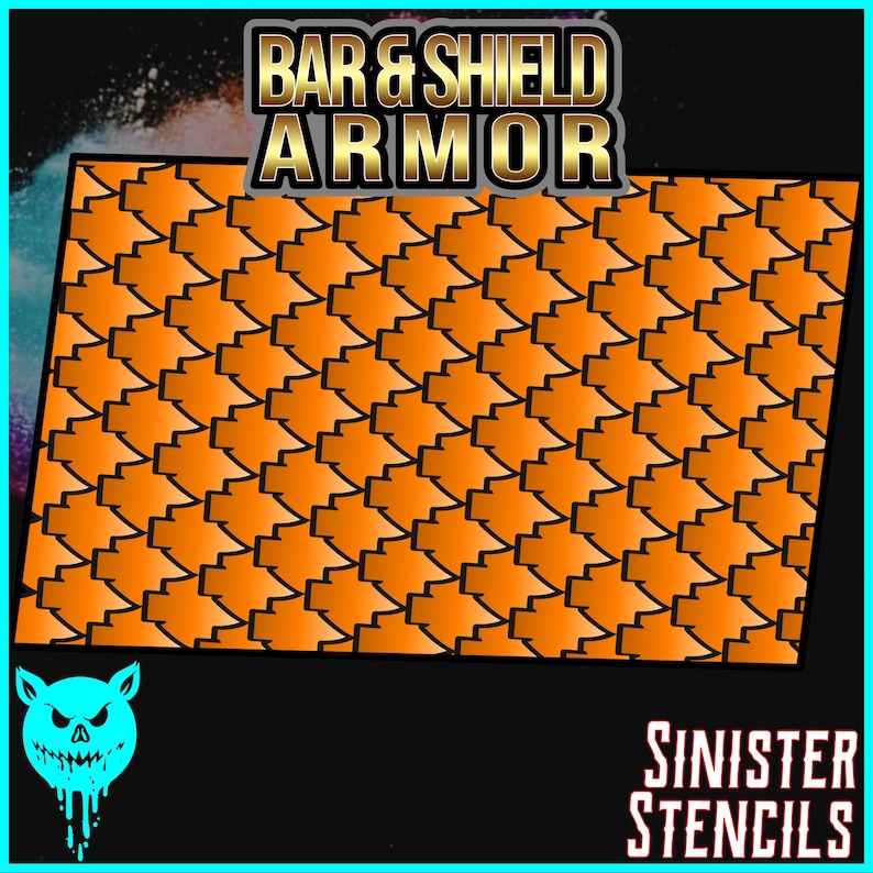 Bar & Shield Armor Airbrush Stencil: HD Adhesive, Reusable - 3 Sheet ...
