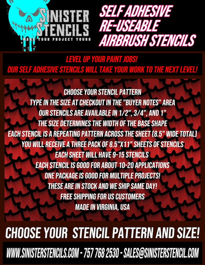 Airbrush Paint Stencil - Fading Hex Adhesive, Reusable Kit for Custom ...