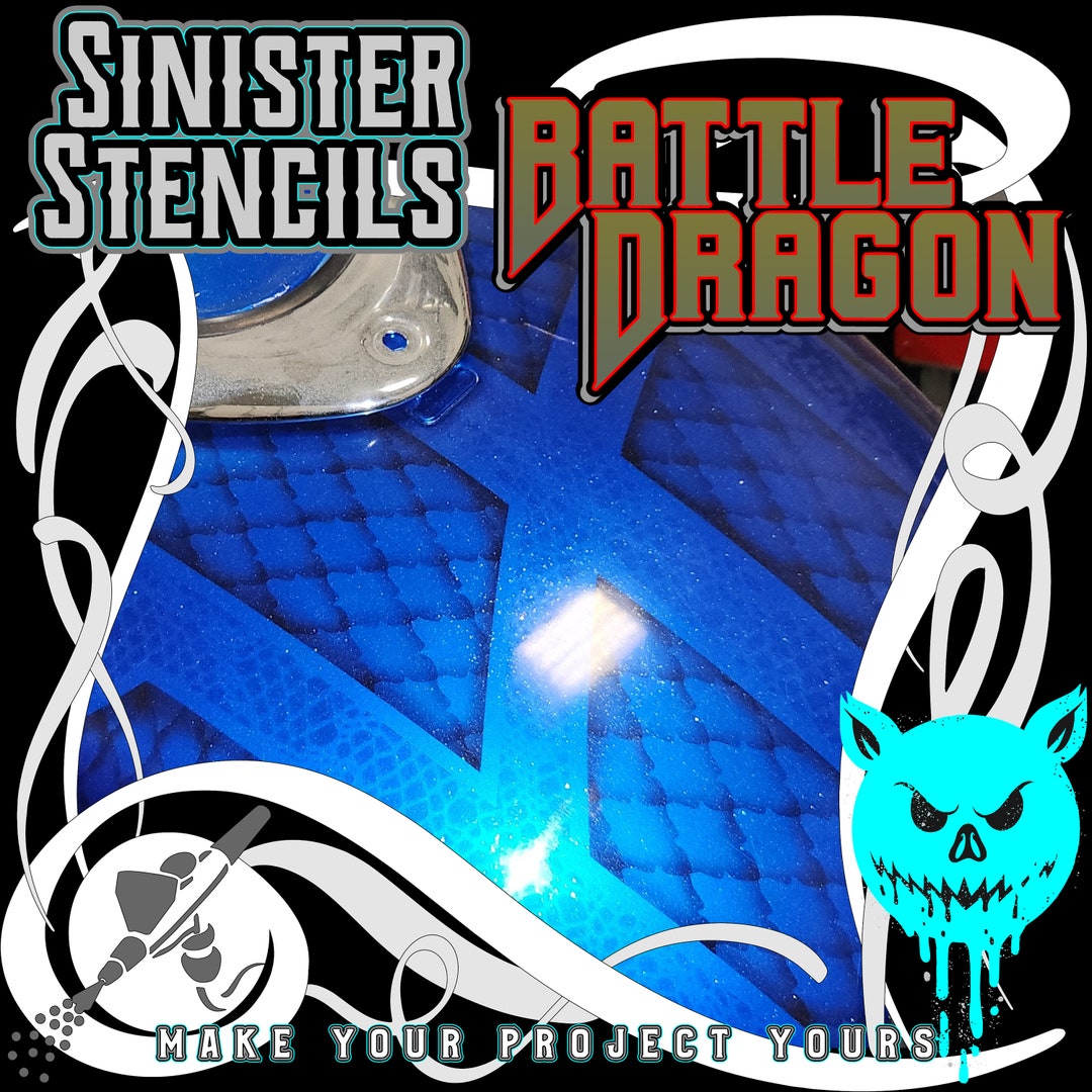Airbrush Paint Stencil - Battle Dragon Adhesive, Reusable Kit for ...