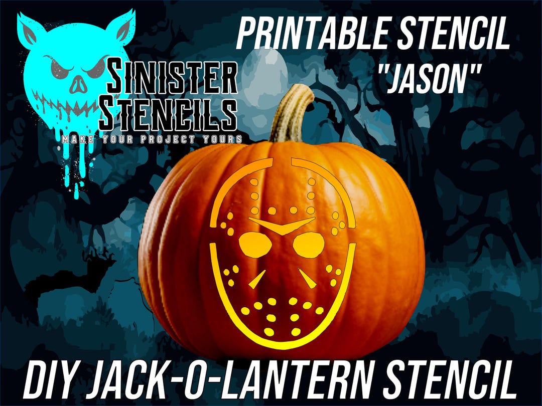 Jason Voorhees Pumpkin Carving Stencil: Easy DIY Jack-o-lantern ...
