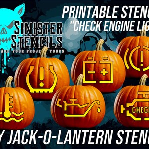 Instant Download Pumpkin Stencil: Printable "check Engine Lights Cel ...