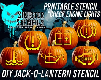 Instant Download Pumpkin Stencil: Printable "check Engine Lights Cel ...