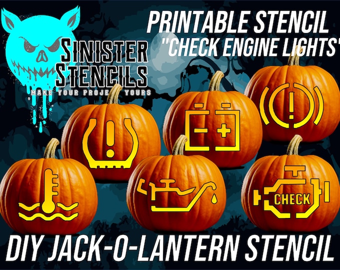 Check Engine Lights Pumpkin Stencil: Easy Carving Halloween Decor ...