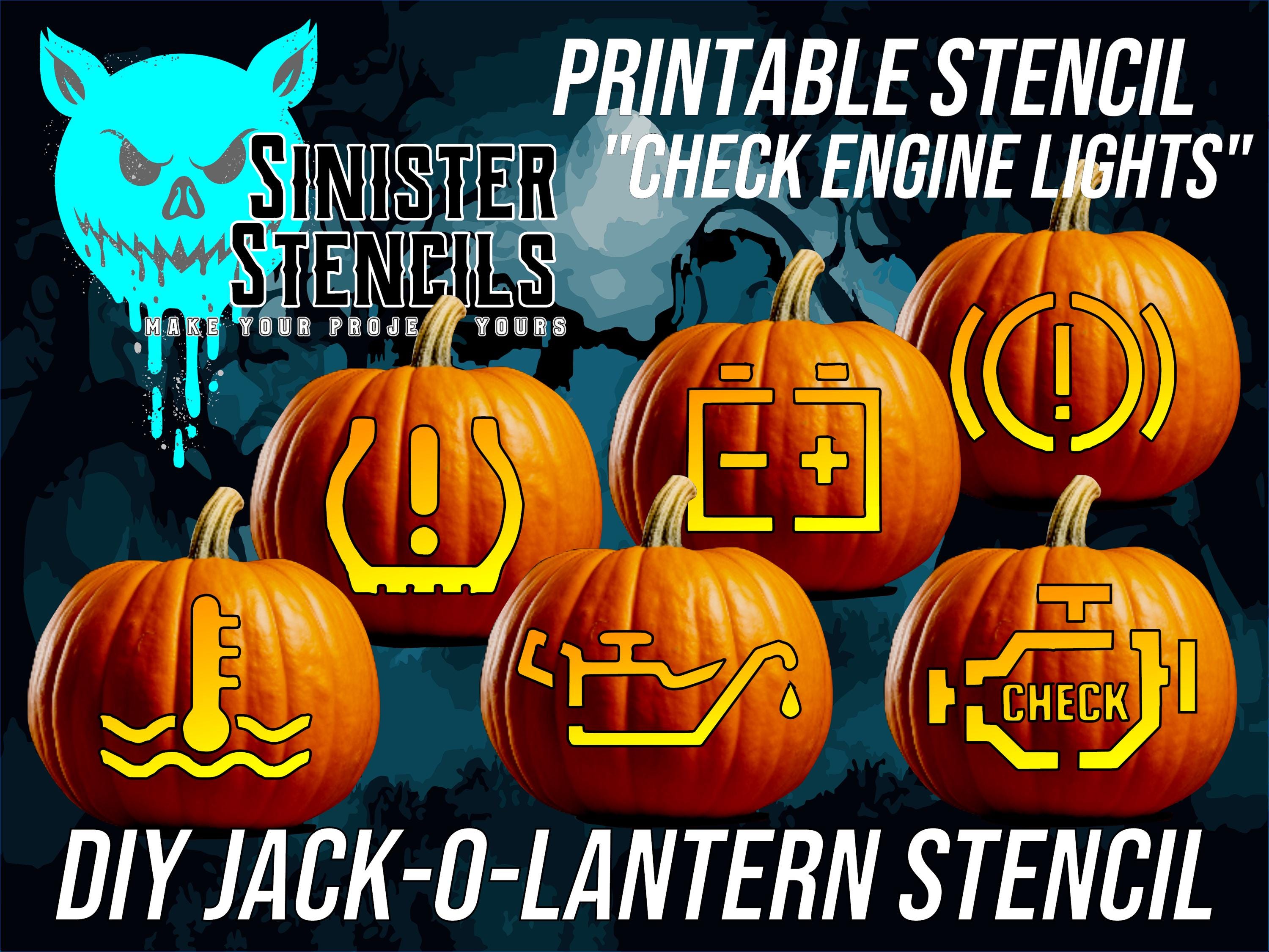 Instant Download Pumpkin Stencil: Printable "check Engine Lights Cel ...