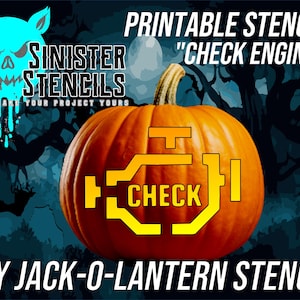 Instant Download Pumpkin Stencil: Printable "check Engine Light ...