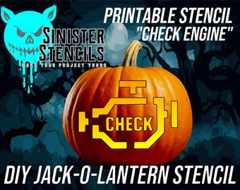 Instant Download Pumpkin Stencil: Printable "check Engine Lights Cel ...