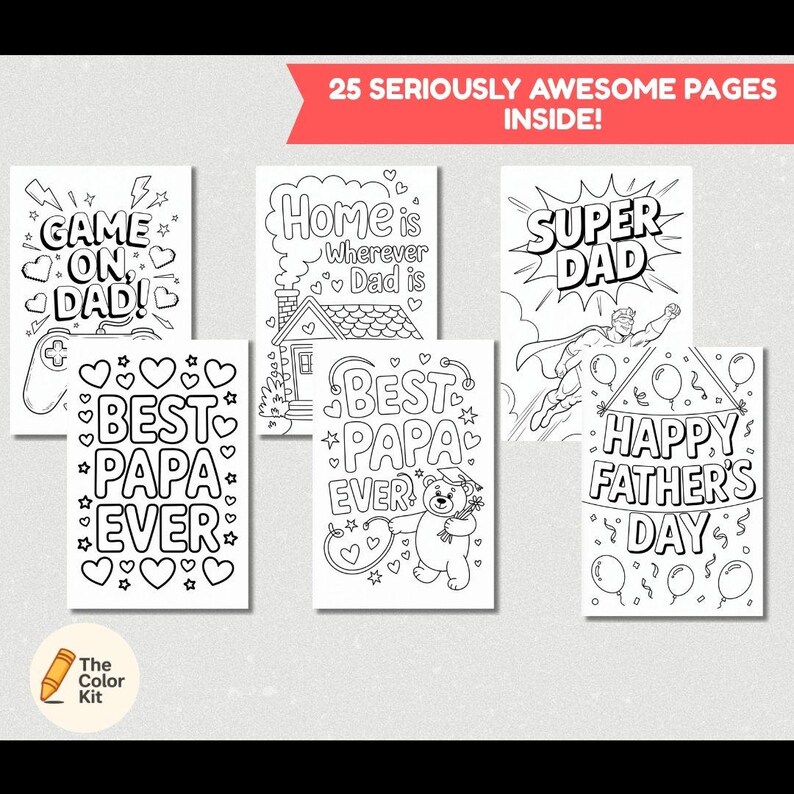 Father’s Day Coloring Pages for Kids, Printable Gift Sheets for Dad ...