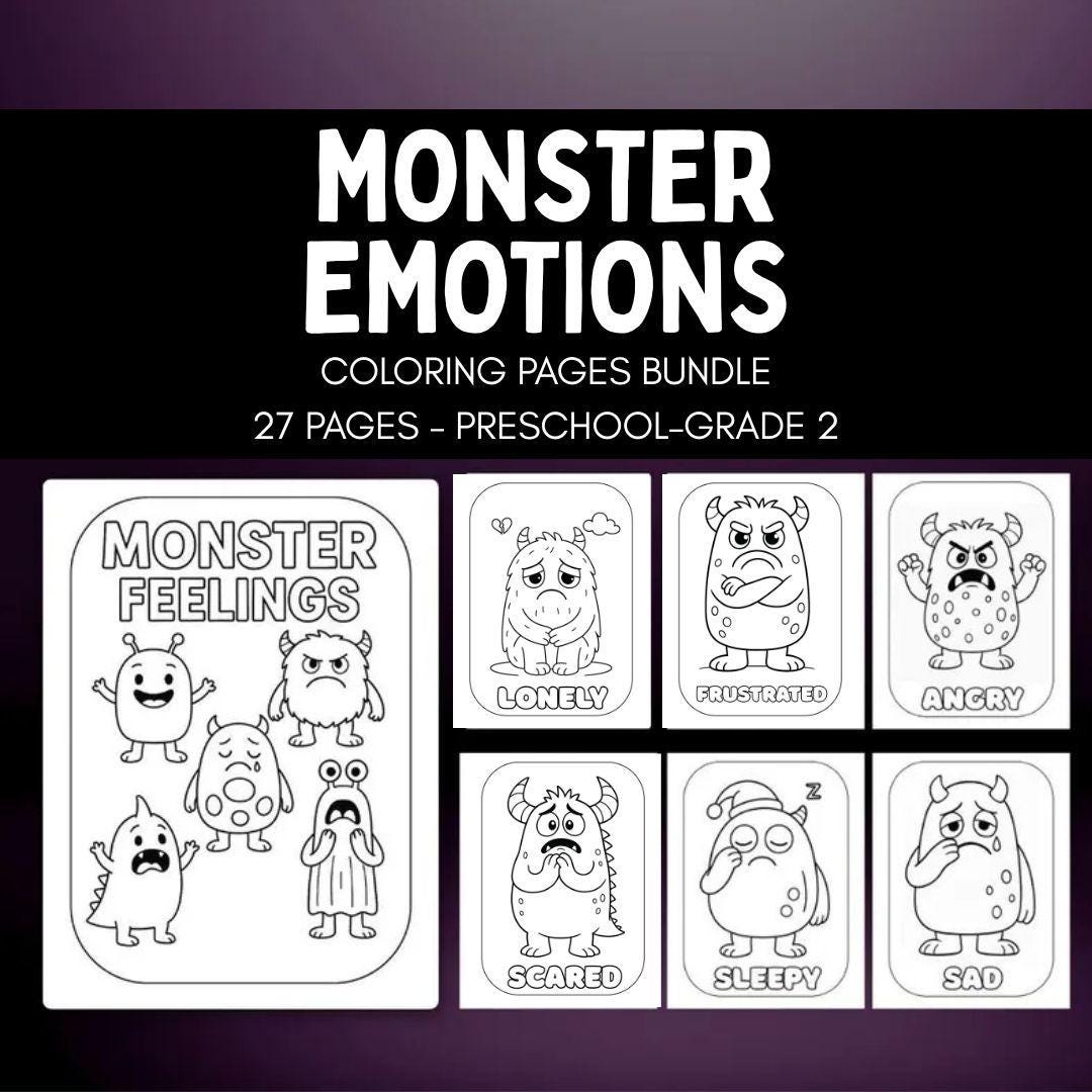 Monster Emotions Coloring Pages | SEL Calm Corner Worksheets ...