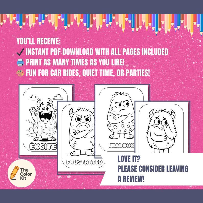Monster Emotions Coloring Pages | SEL Calm Corner Worksheets ...