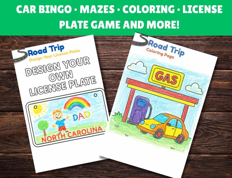 Printable Road Trip Games & Coloring Pages for Kids | 22 Pages of ...
