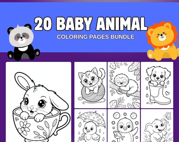 Spring Baby Animals Printable Coloring Book Pages for Adults, Children ...