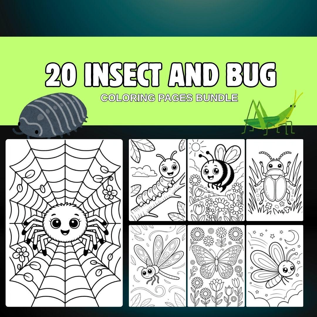 20 Cute Bug Coloring Pages for Kids - Etsy