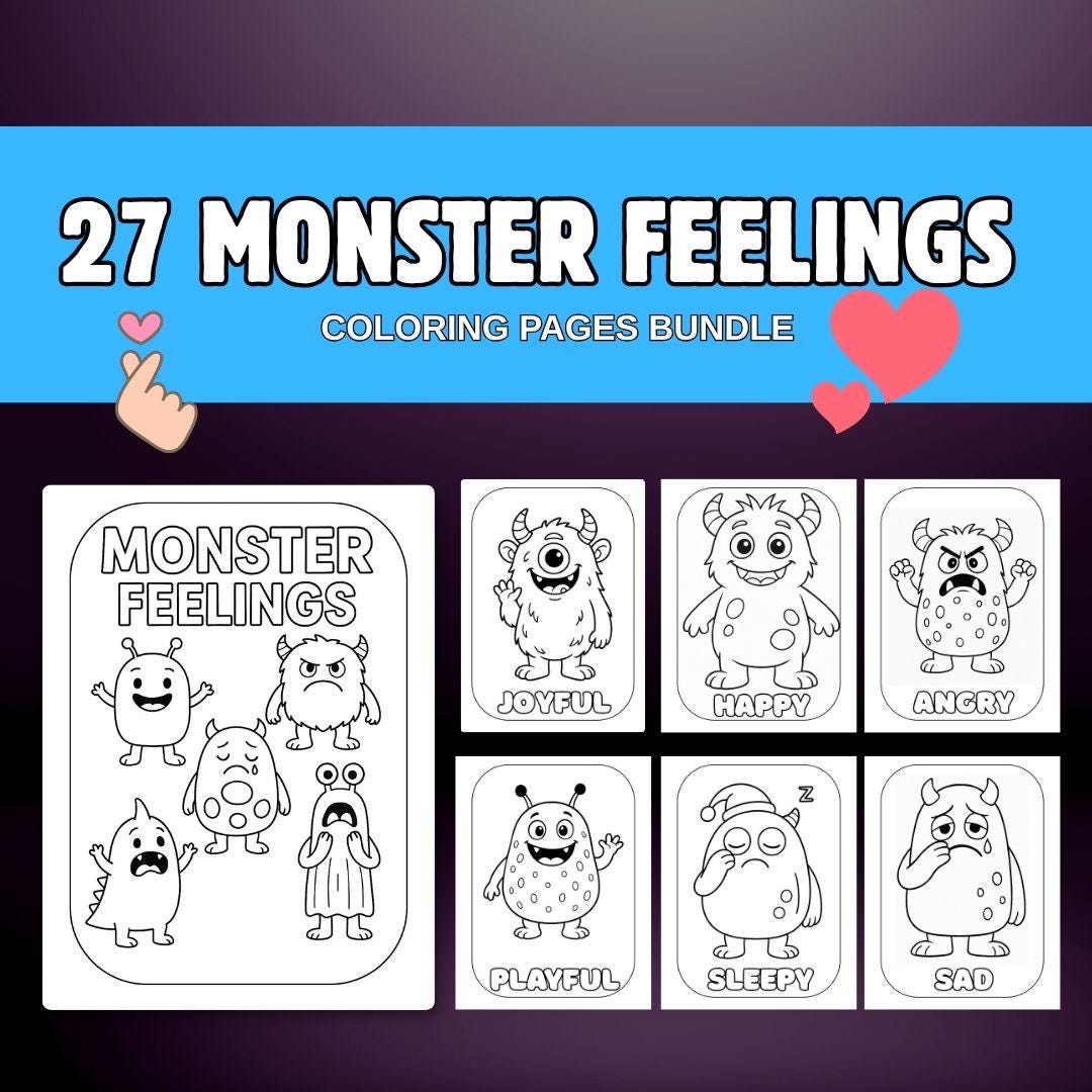Monster Emotions Coloring Pack | SEL Printable Worksheets for Kids ...