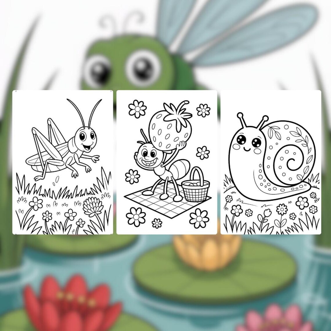 20 Cute Bug Coloring Pages for Kids - Etsy