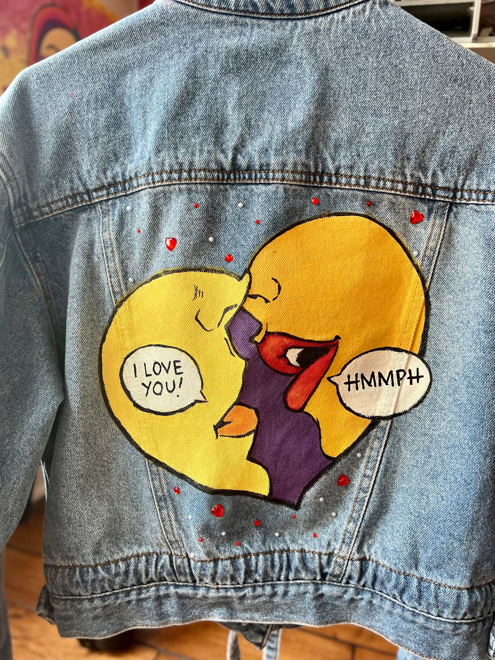 Just IN Glam Pop Art Denim Jacket, Front and Back Designs, Handpainted ...