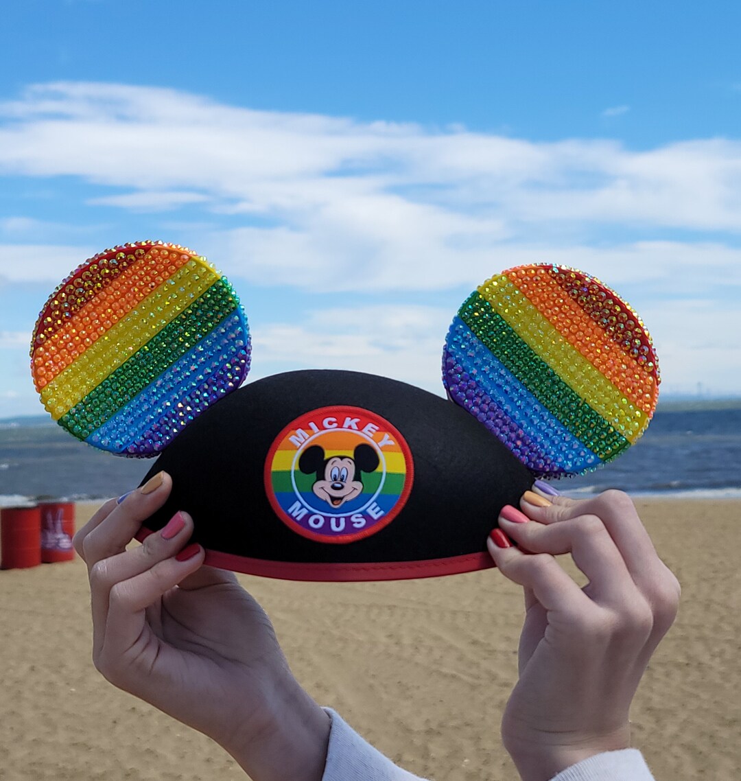 Rhinestone / Blinged Mickey Mouse Pride/rainbow Ears Hat - Etsy