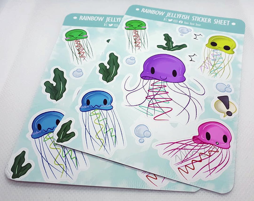 Regenbogen Qualle Sticker Sheet Vinyl Glänzend & matt - Etsy.de