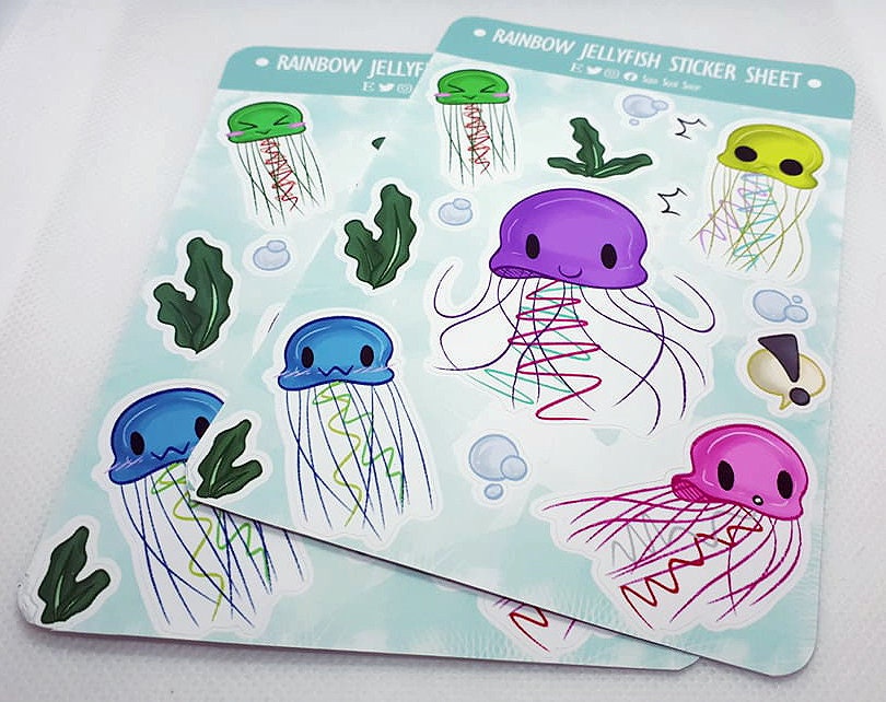 Regenbogen Qualle Sticker Sheet Vinyl Glänzend & matt - Etsy.de