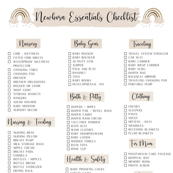 Newborn Essentials Checklist Baby Essentials Checklist Newborn Must ...