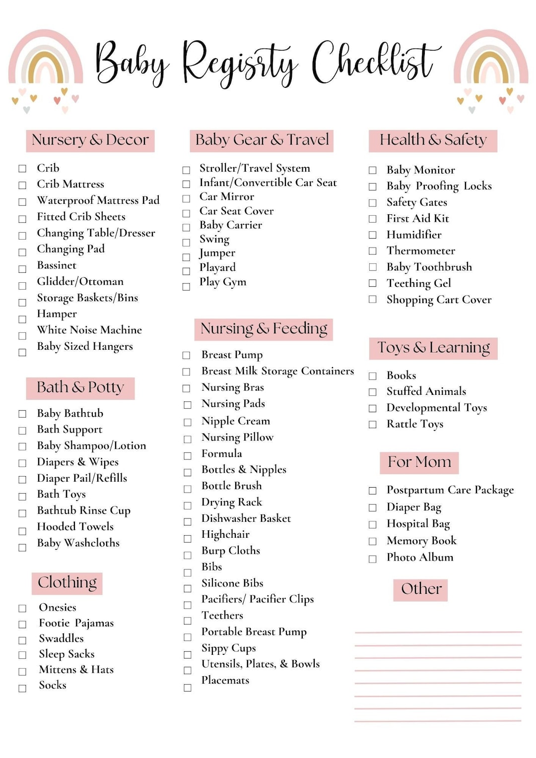 Baby Registry Checklist, Baby Checklist, Baby Registry, Baby Infant ...