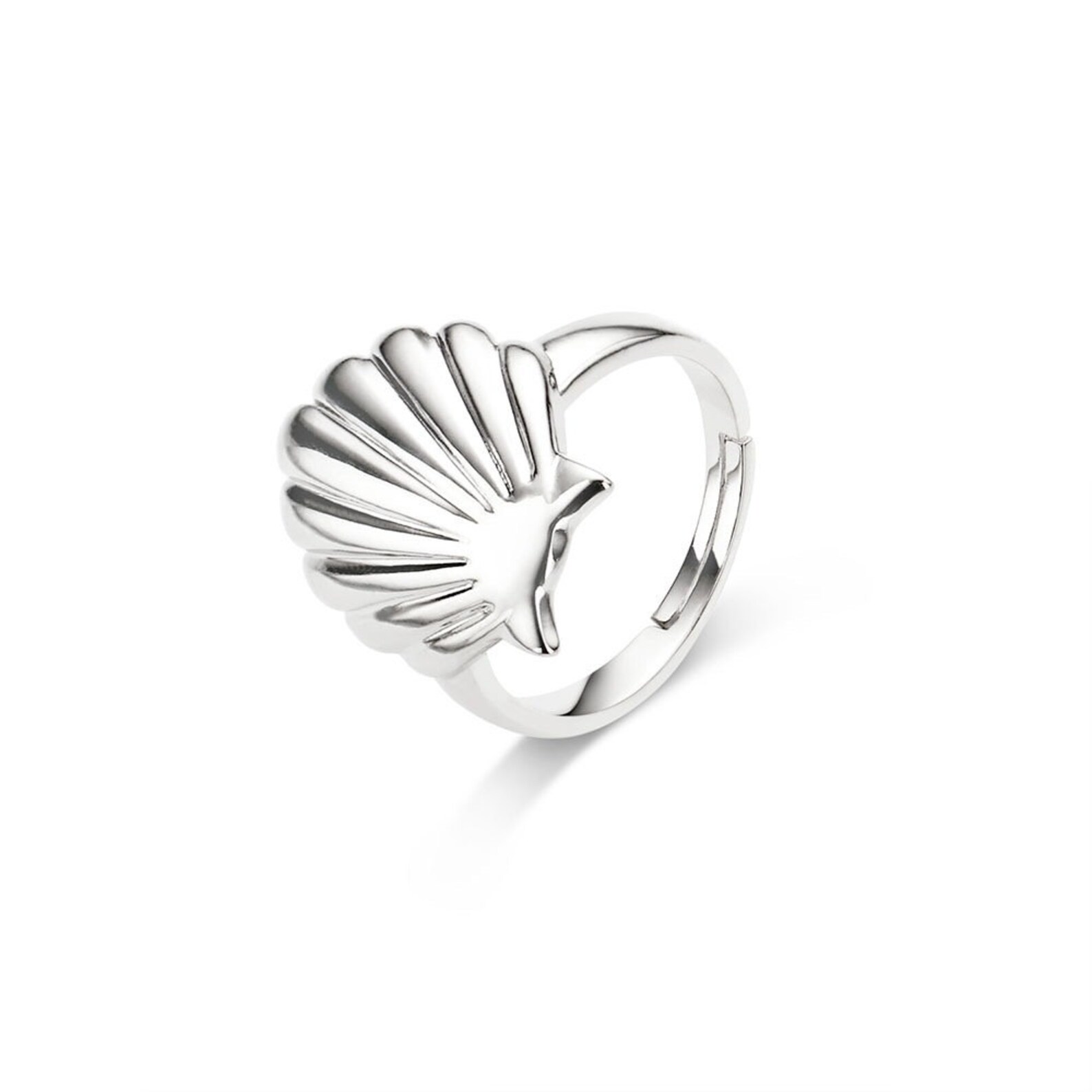 925 Sterling Silver Shell Ring Adjustable - Etsy