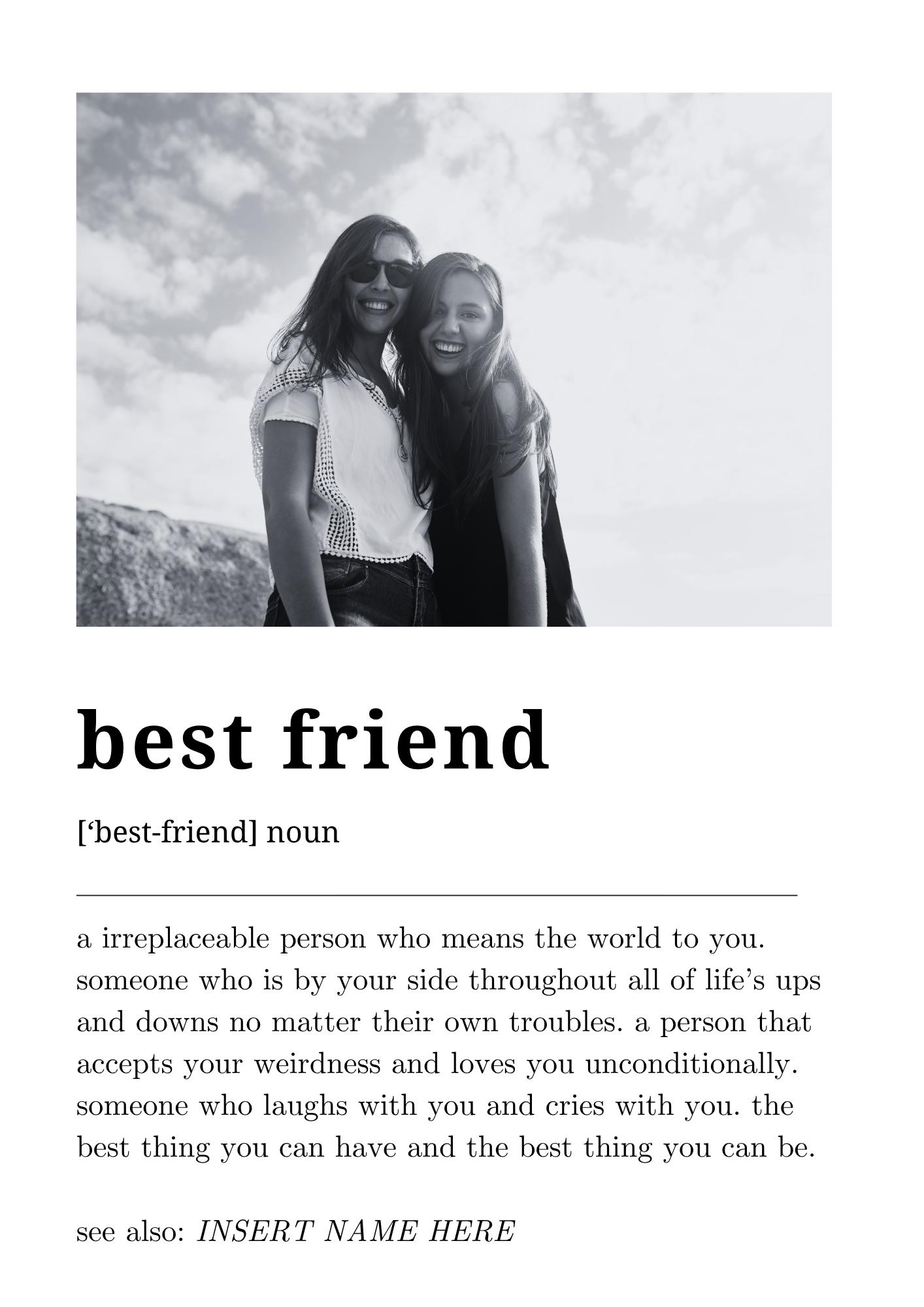 Personalised Best Friend Definition Print | Customisable Best Friend ...