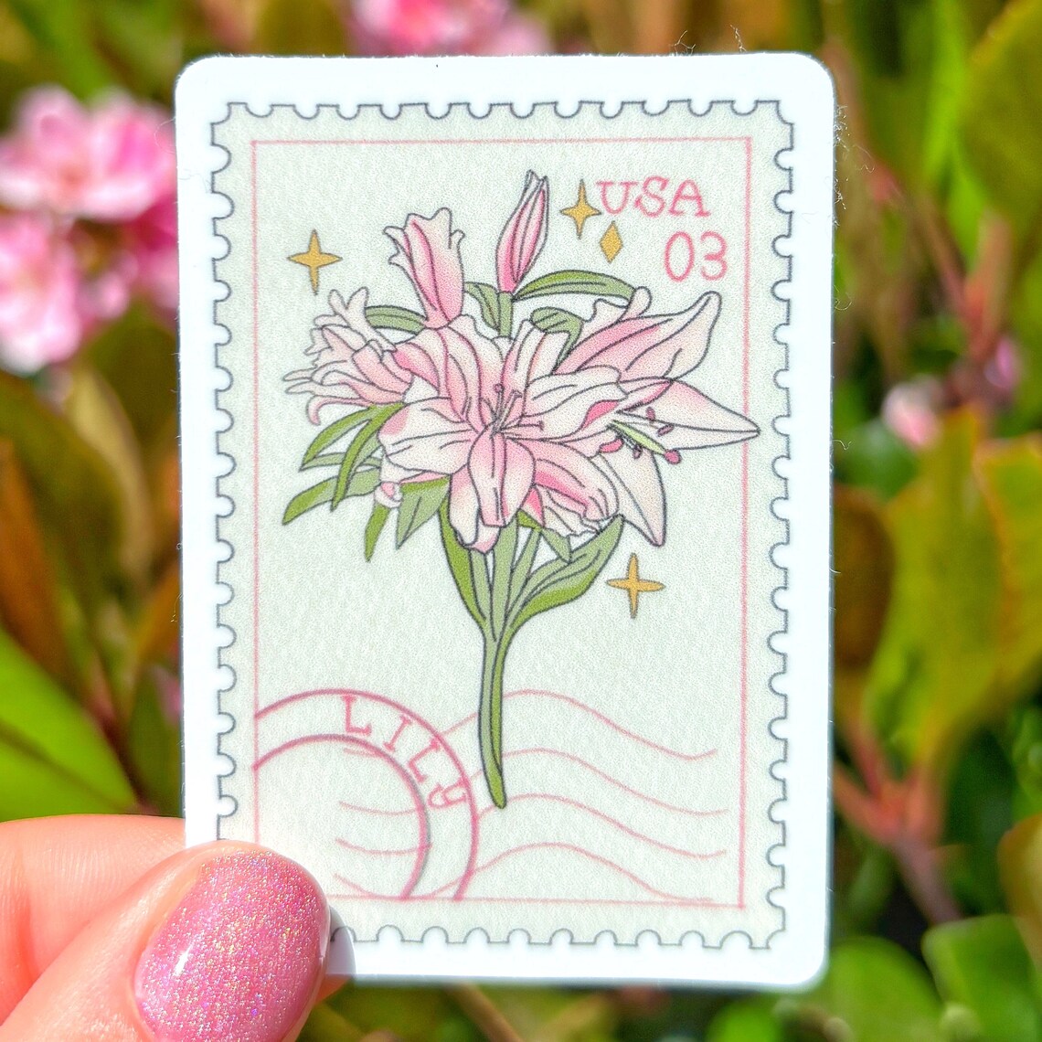 Lily Stamp Sticker: Handmade Floral Decal for Planners - Etsy