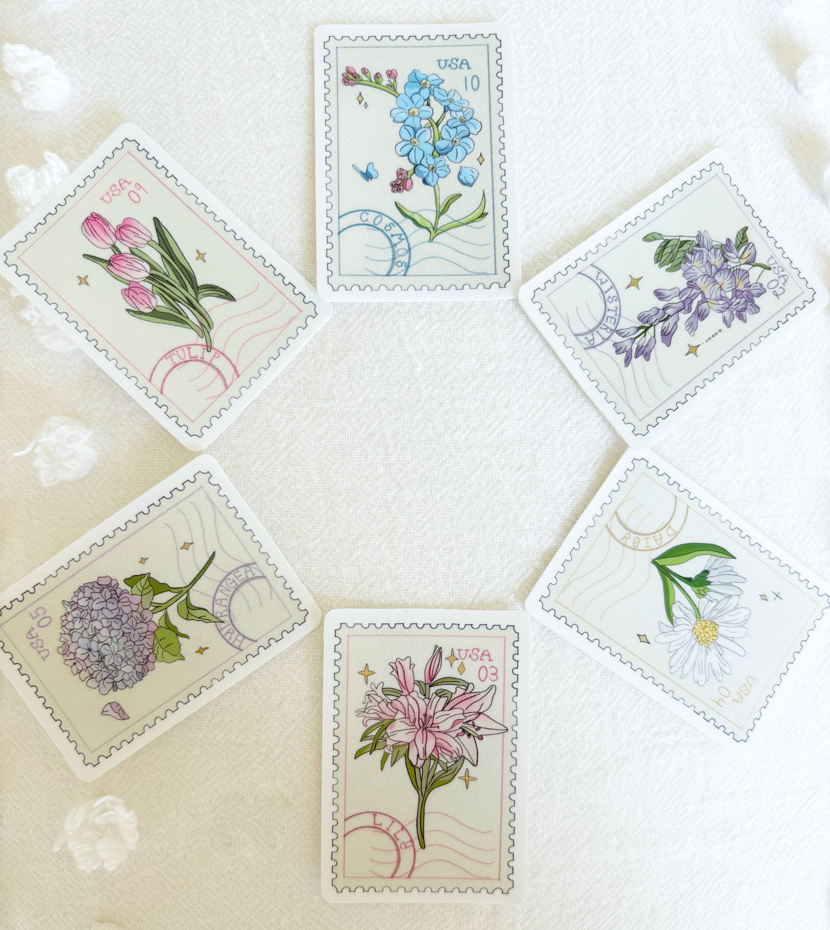 Wisteria Stamp Stickers: Floral Decals for Planners, Journals ...