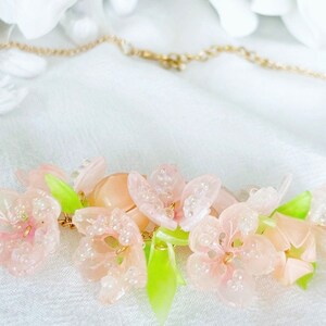 Handmade Shrink Plastic Peach Flower Necklace - Whimsical Floral ...