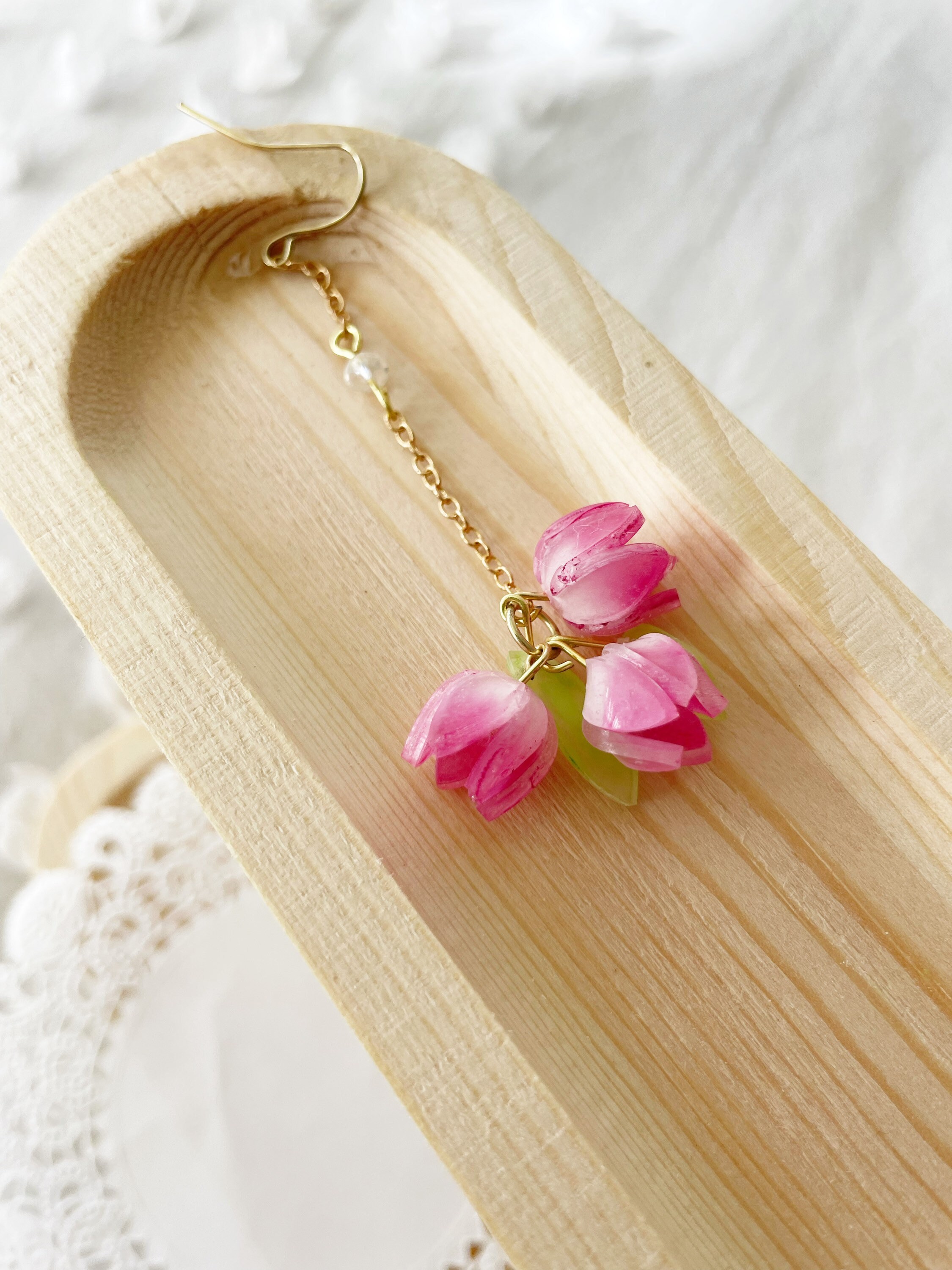 Shrink Plastic Tulip Earrings, 3D Tulips, Tulips Drop Earrings, Dainty Handmade Earrings, Pink ...
