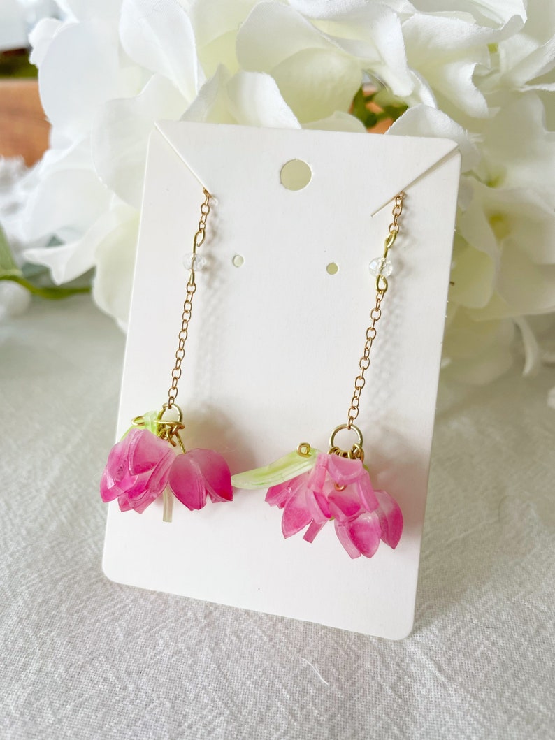 Shrink Plastic Tulip Earrings, 3D Tulips, Tulips Drop Earrings, Dainty Handmade Earrings, Pink ...