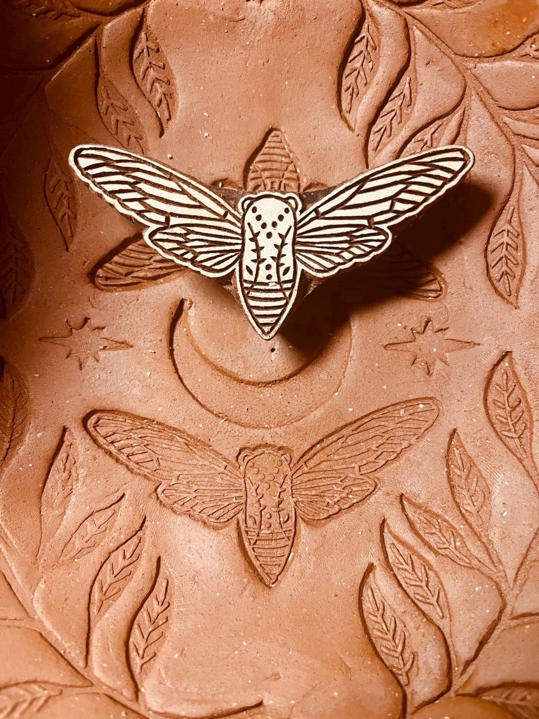 CICADA Stamp for Ceramics, POTTERY STAMP, Woodblock, Clay, Fabric ...