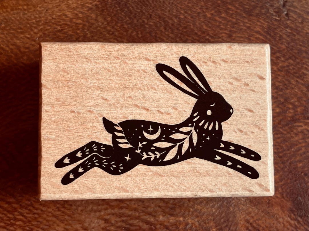 Leaping Bunny Stamp, Deep Rubber Rabbit Stamp, Scrapbooking, Card ...
