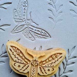 POTTERY STAMP, Moth Stamp for Ceramics, Woodblock, Clay, Fabric, Pottery, Journalling. Forest ...